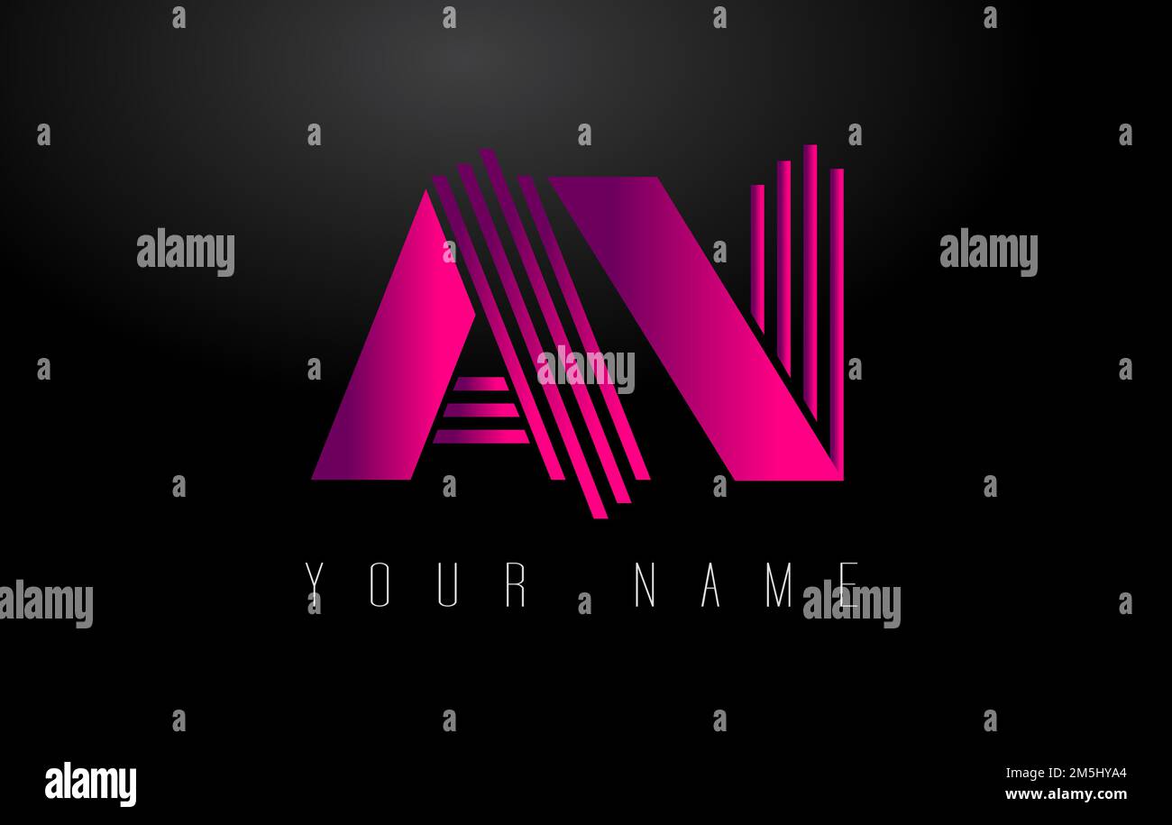 AN Magenta Lines Letter Logo. Creative Line Letters Design Vector ...