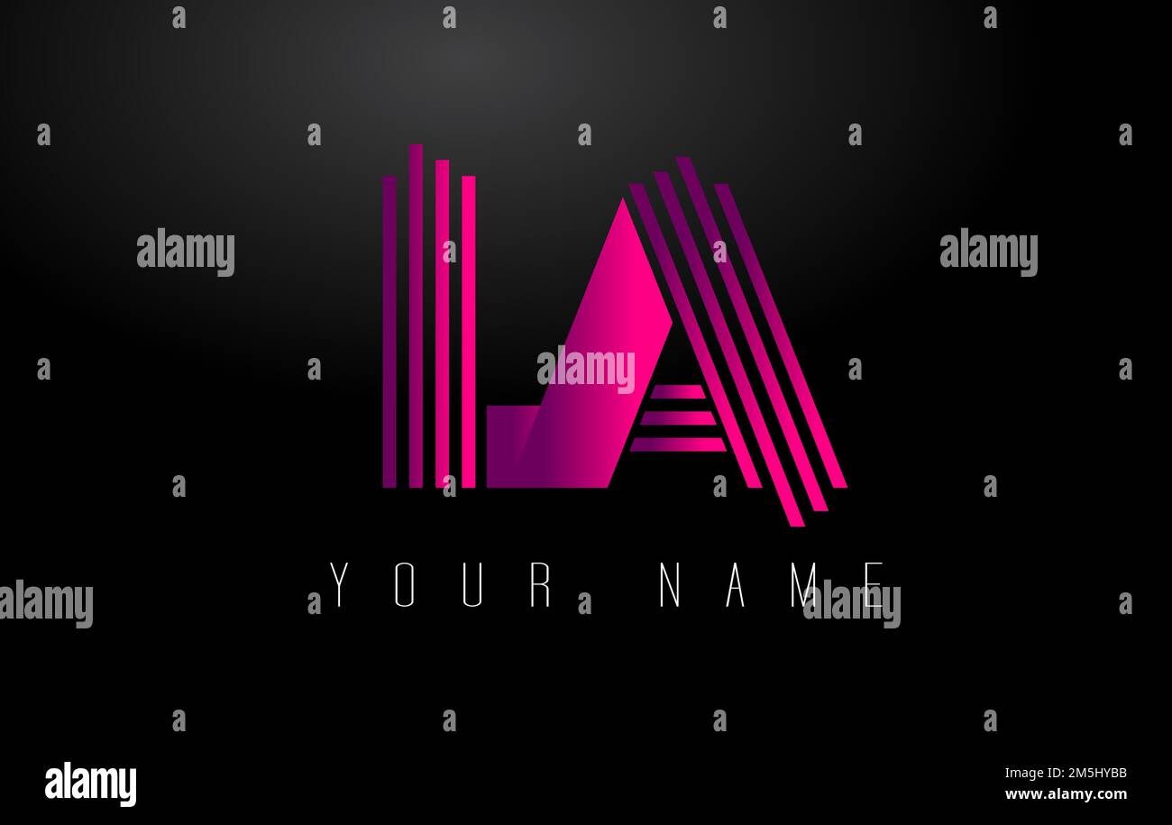 LA Magenta Lines Letter Logo. Creative Line Letters Design Vector ...