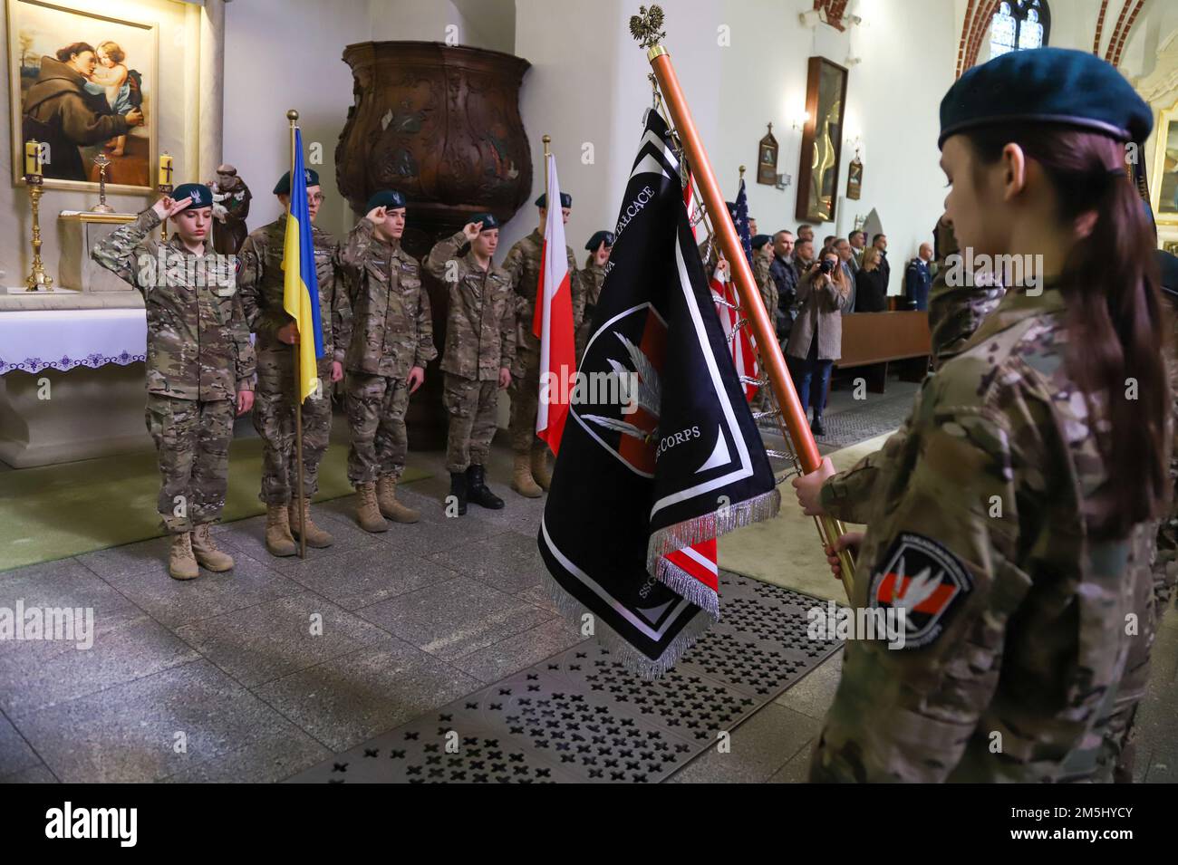 The Color Guard from the Polish Armed Forces present their colors at ...