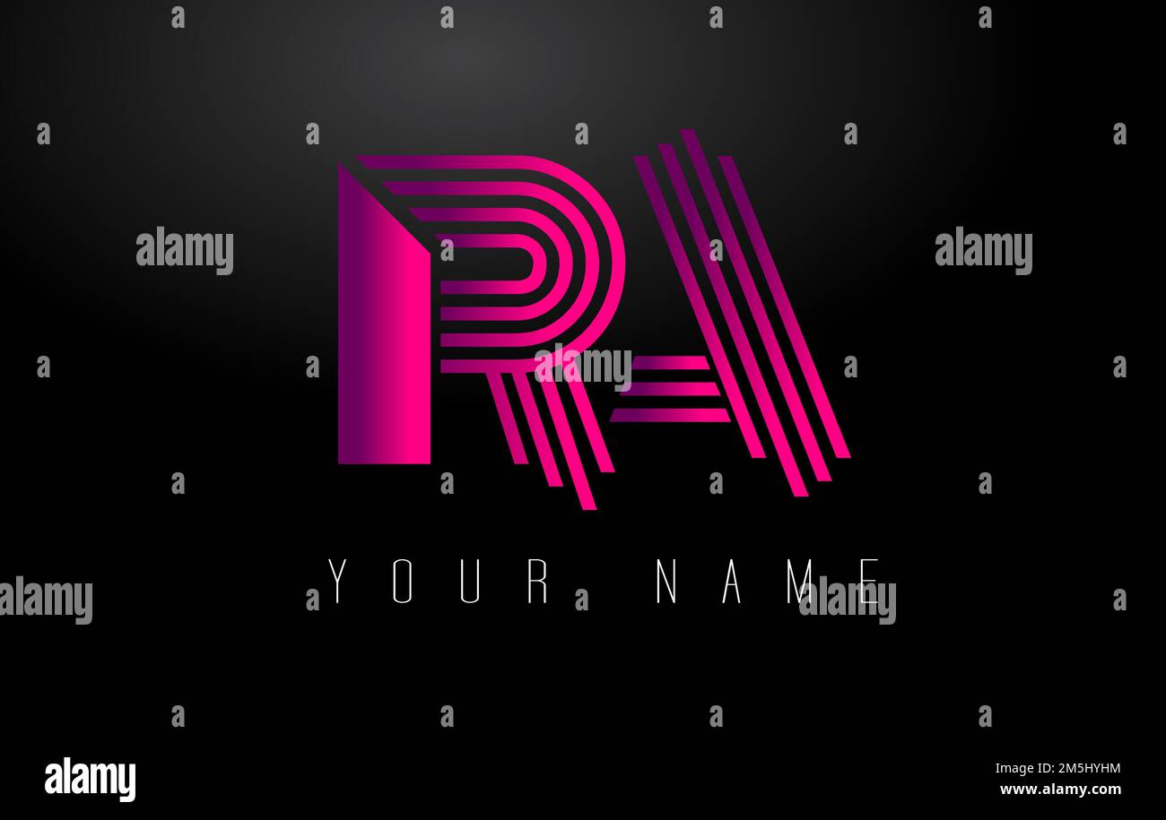 RA Magenta Lines Letter Logo. Creative Line Letters Design Vector ...