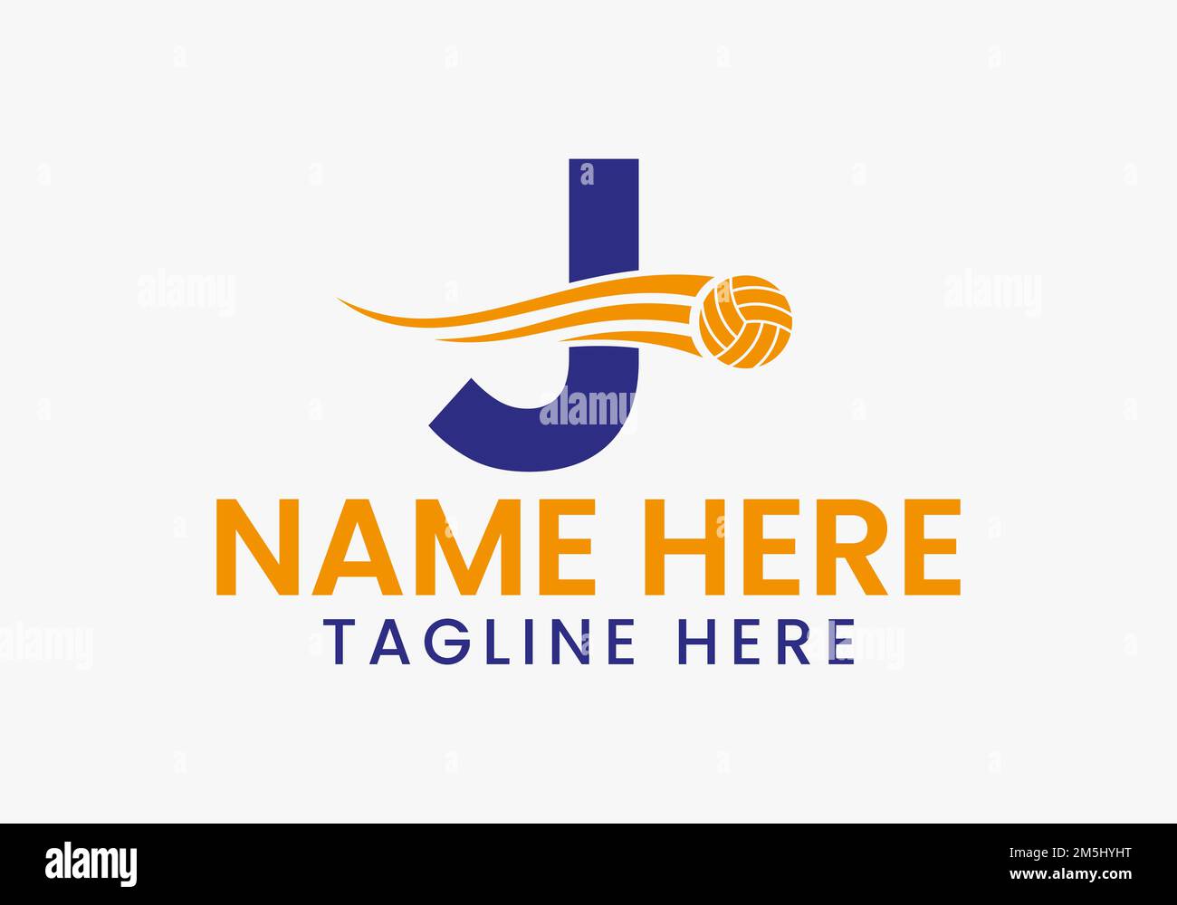 Letter J Volleyball Logo Concept With Moving Volley Ball Icon ...