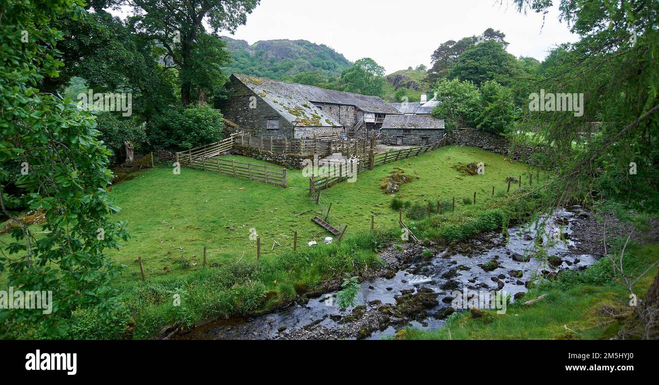 Old farm buildings Near Hawkshead in the Lake District National Park ...