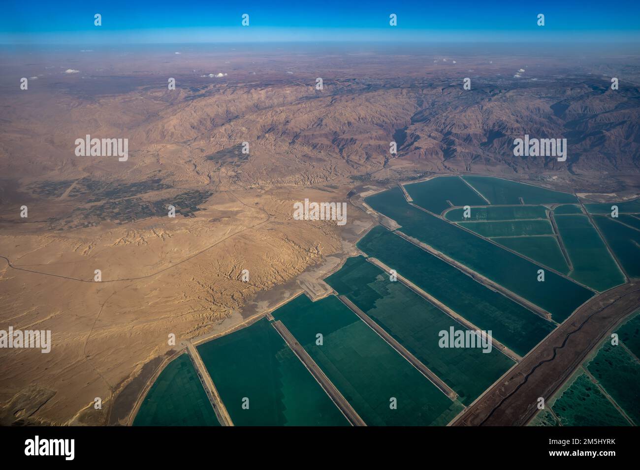 Aerial view of the landscape of the Jordanian Dead Sea region, Jordan ...
