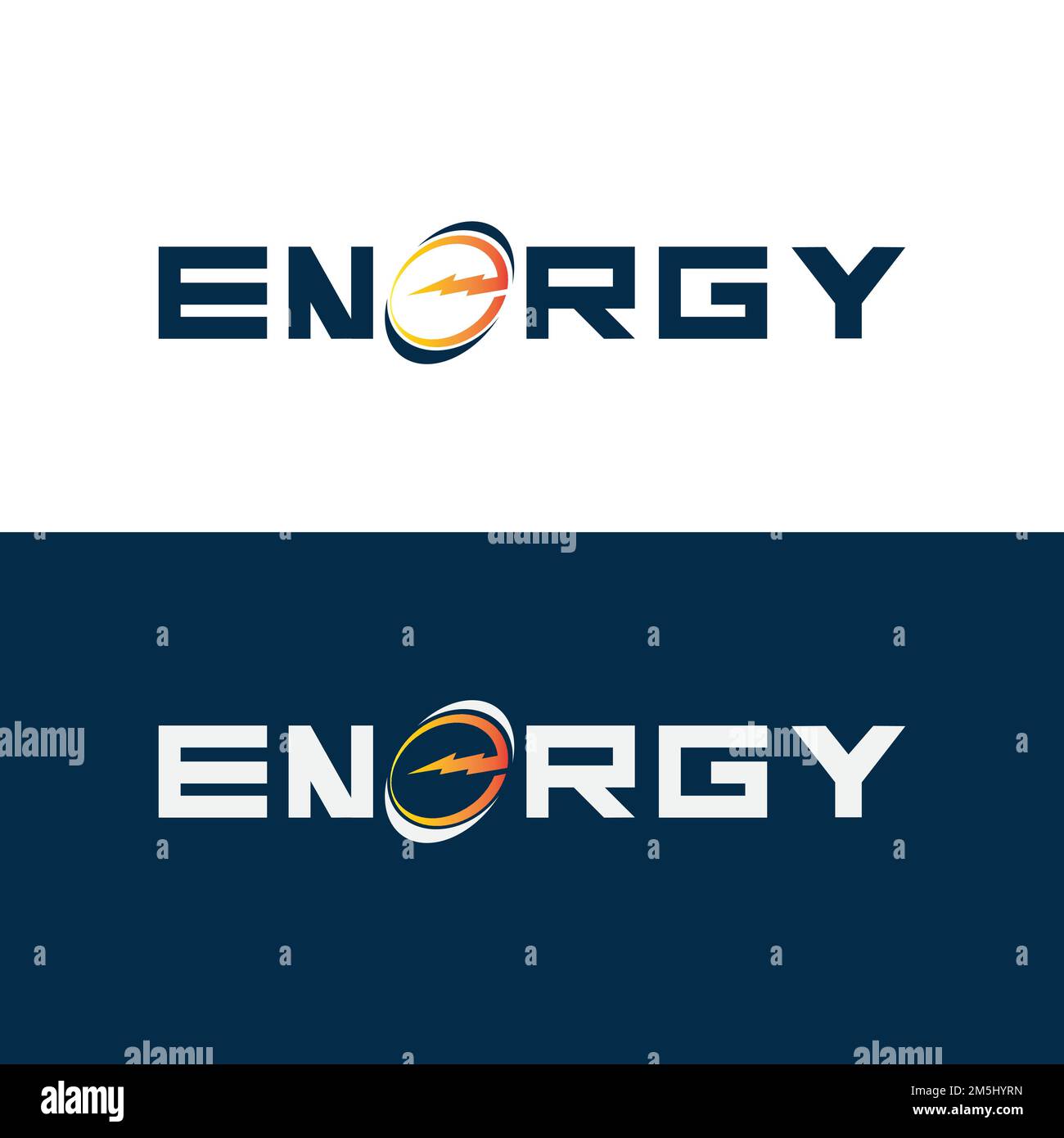 Energy text font dynamic logo with lightning - modern energy logo Stock ...