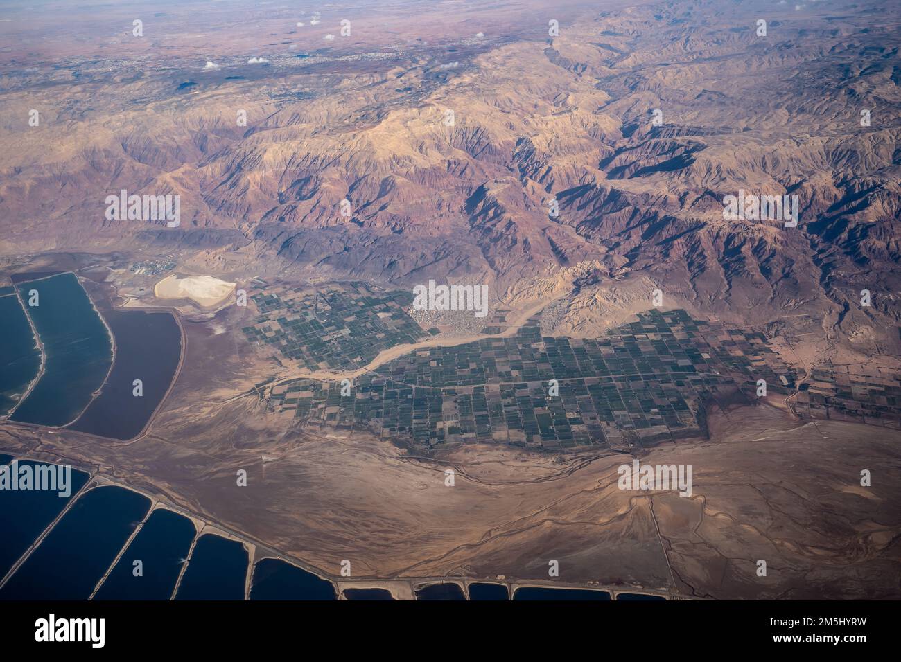 Aerial view of the landscape of the Jordanian Dead Sea region, Jordan ...