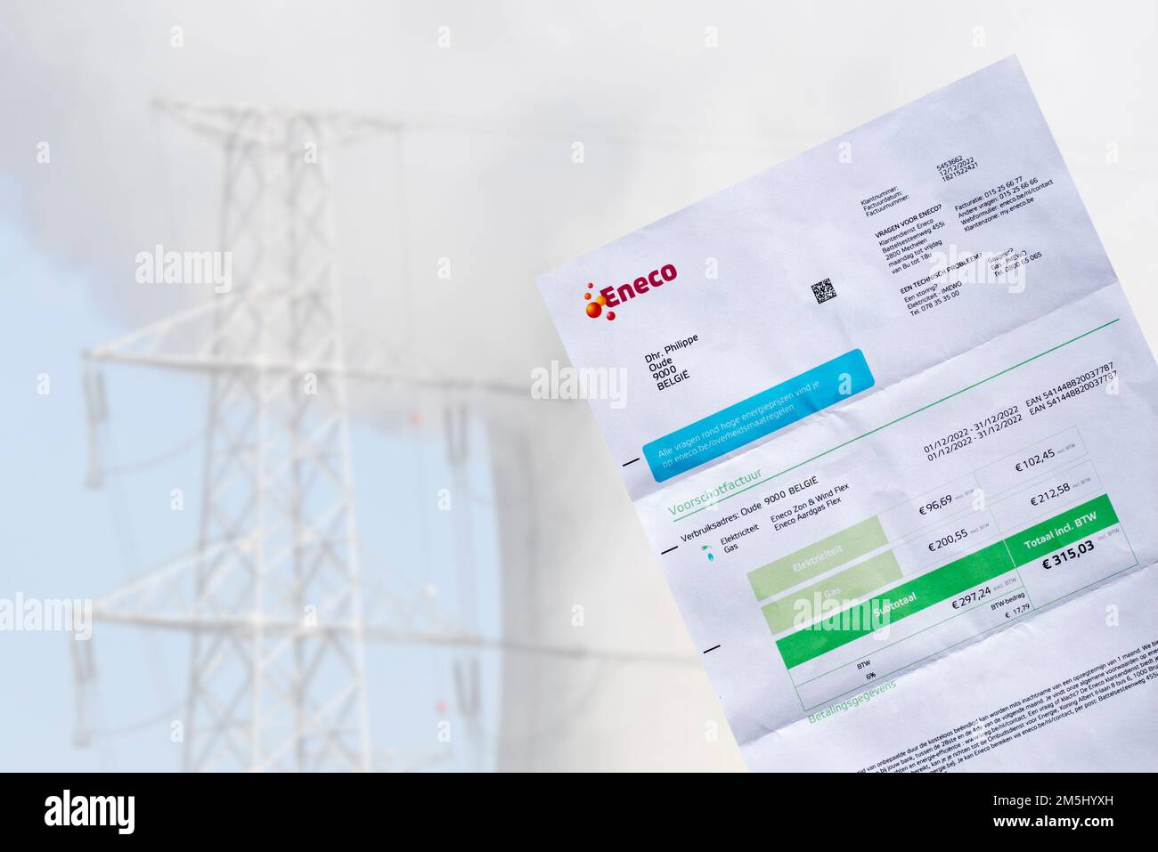 Eneco invoice, Belgian producer and supplier of natural gas and ...