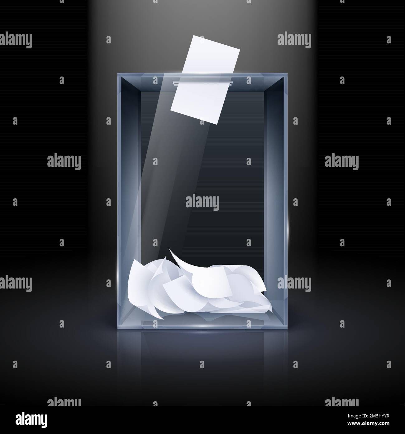Illustration of the Realistic Transparent Ballot Box with Voting Paper ...