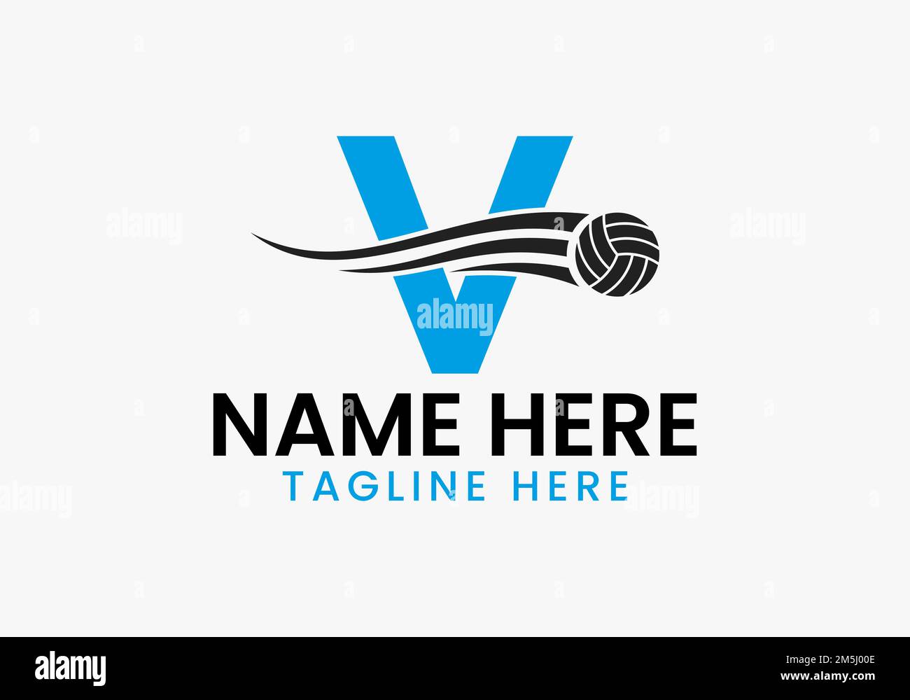 Letter V Volleyball Logo Concept With Moving Volley Ball Icon ...