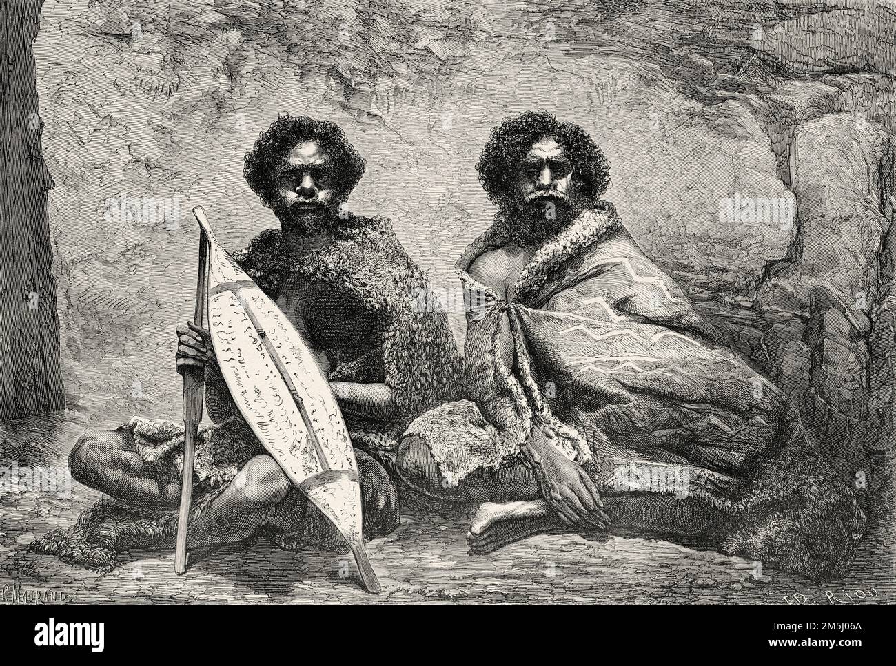 Indigenous Australian aborigines in 1850´s. Victoria, Australian states ...