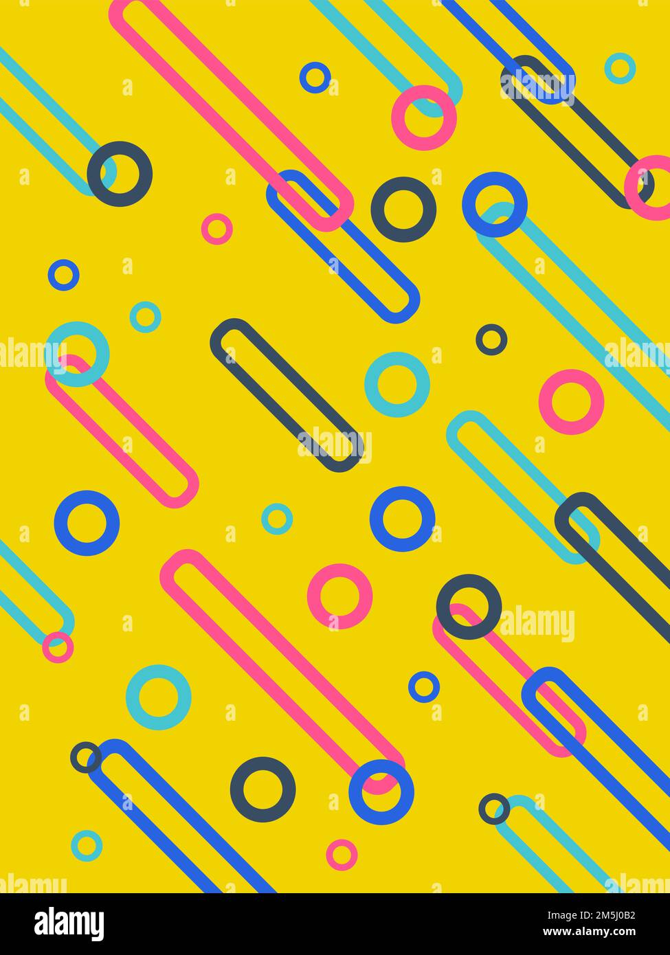 Set of memphis design elements isolated on a yellow background. Pattern from geometric shapes in ...