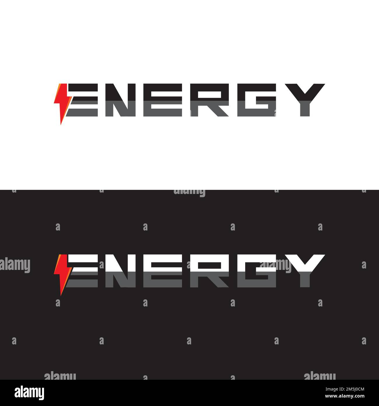 Energy text font dynamic logo with lightning - modern energy logo Stock ...