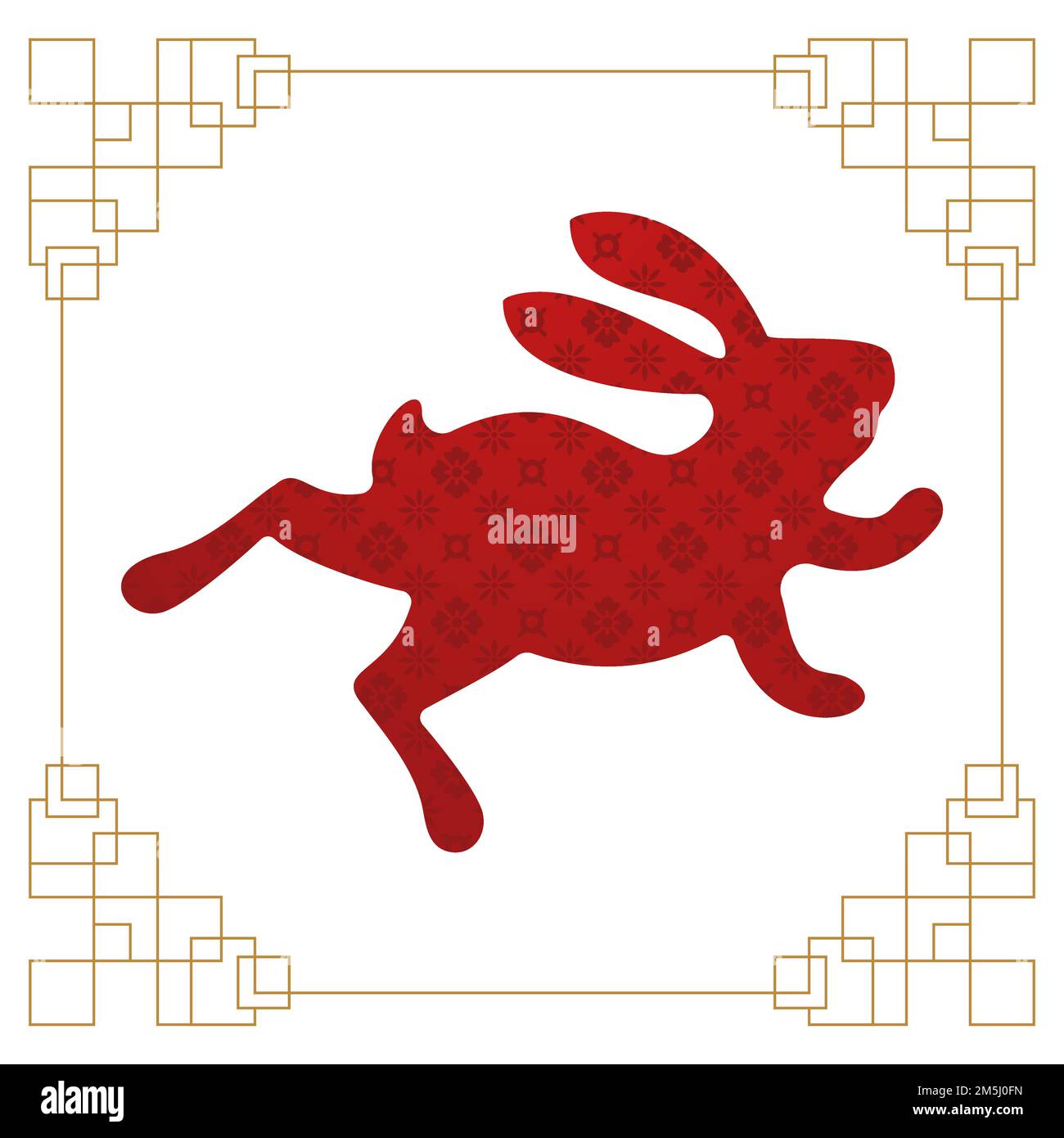 Red silhouette of cute bunny. Rabbit icon. Zodiac animals Stock Vector ...