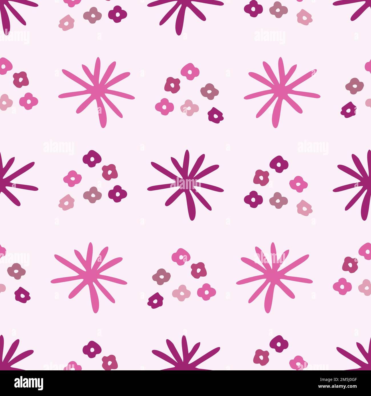 Floral viva magenta seamless vector pattern. Color of the year girly ...