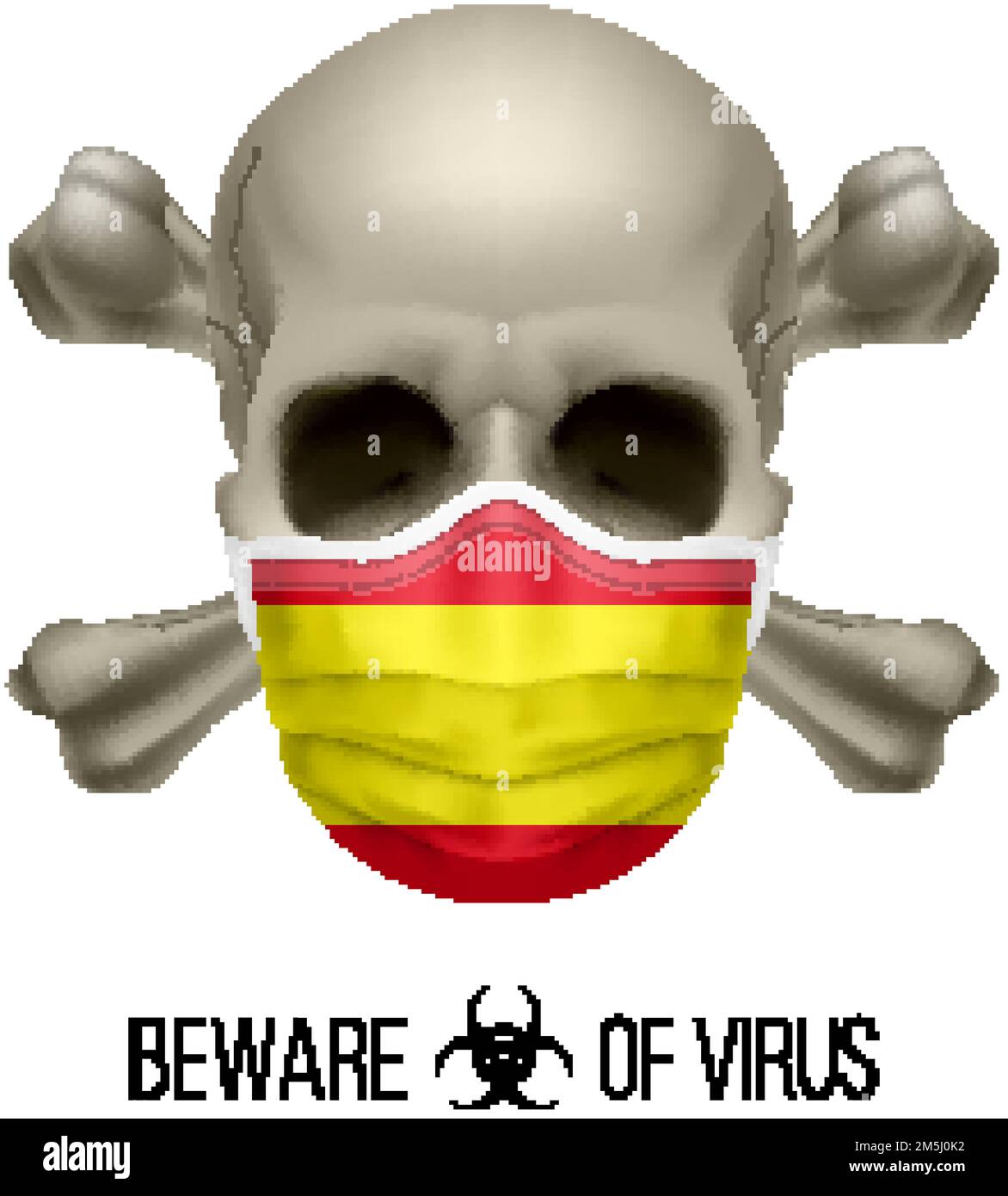 Human Skull with Crossbones and Surgical Mask in the Color of National ...