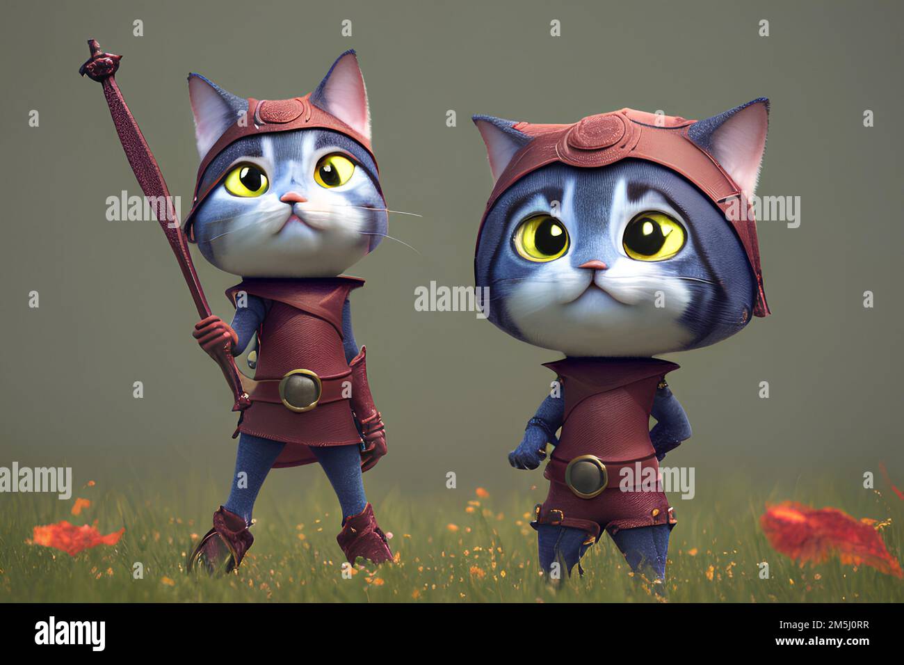 A cartoon illustration of two cute grey cats Stock Photo - Alamy