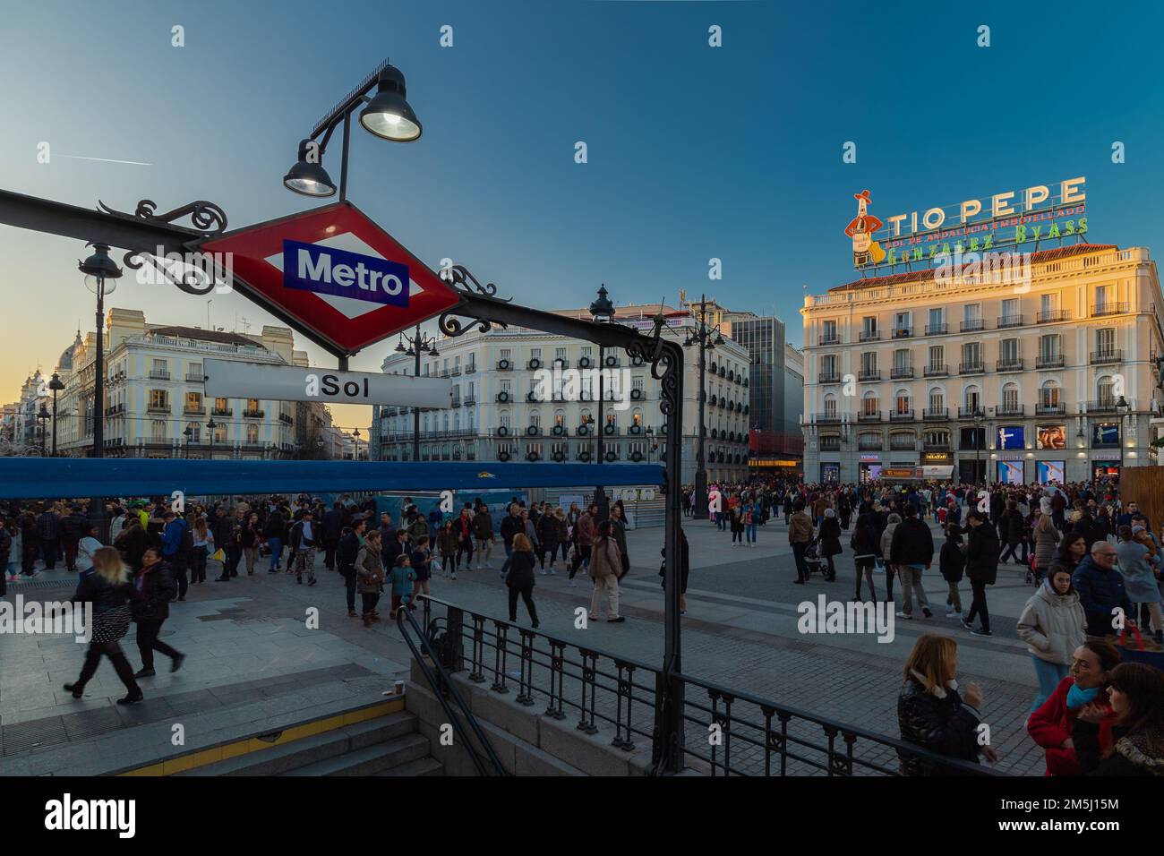 Puerta del Sol in the heart of Madrid with the iconic commercial of the ...