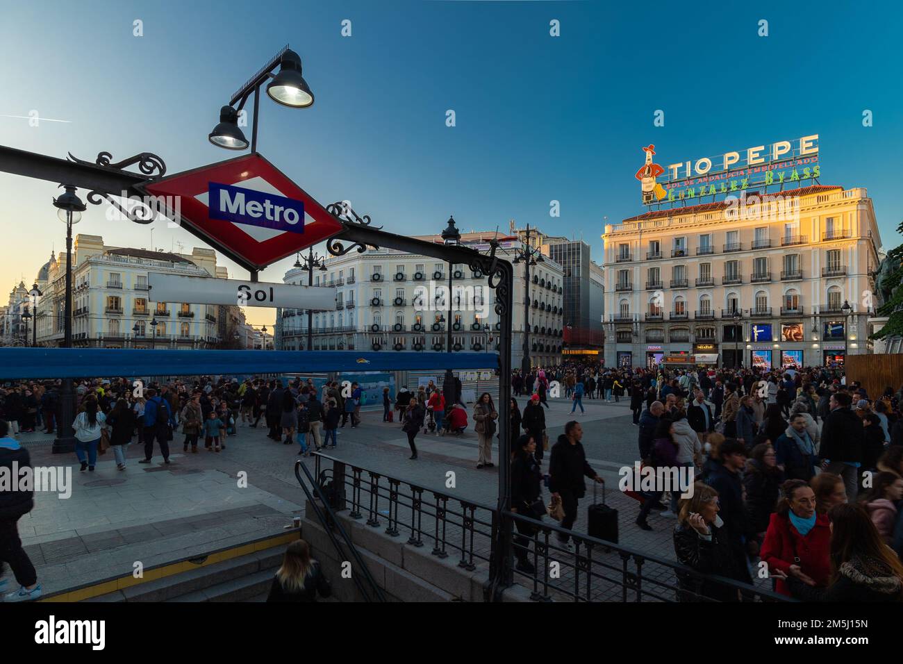 Puerta del Sol in the heart of Madrid with the iconic commercial of the ...