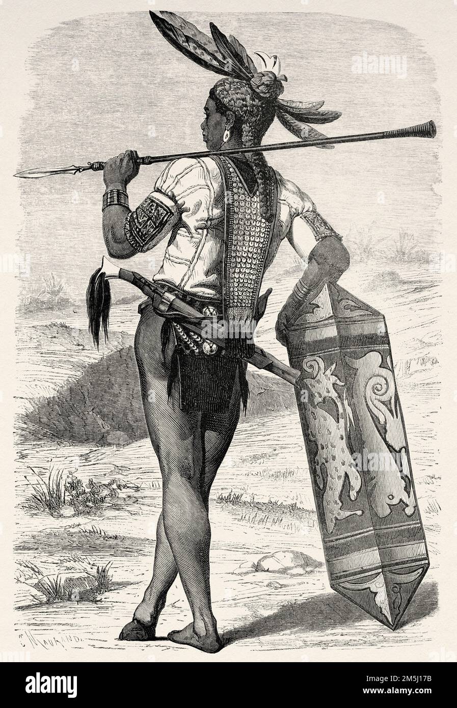Dayak man, native of Borneo. The travels of Ida Pfeiffer 1857 Stock ...
