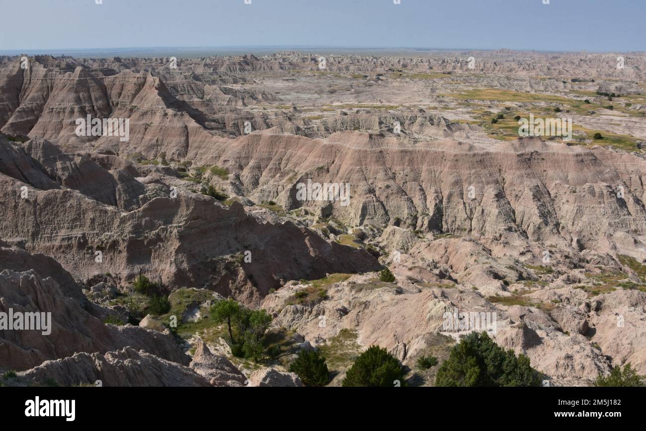 Views of rolling sandstone ridges and hills in the badlands Stock Photo ...