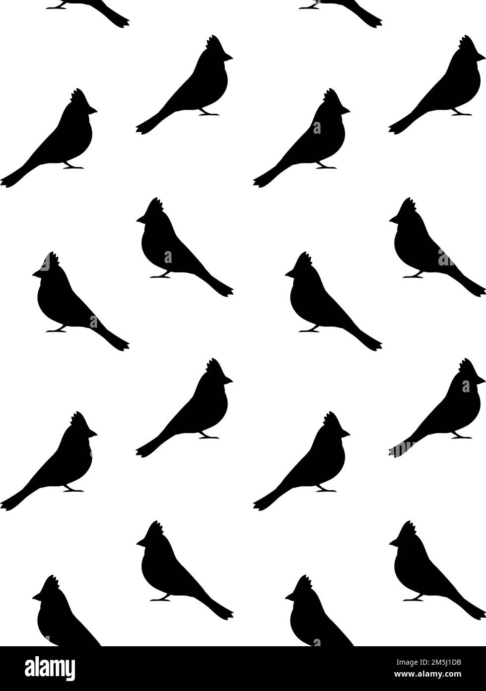 Vector seamless pattern of flat hand drawn red cardinal bird silhouette ...