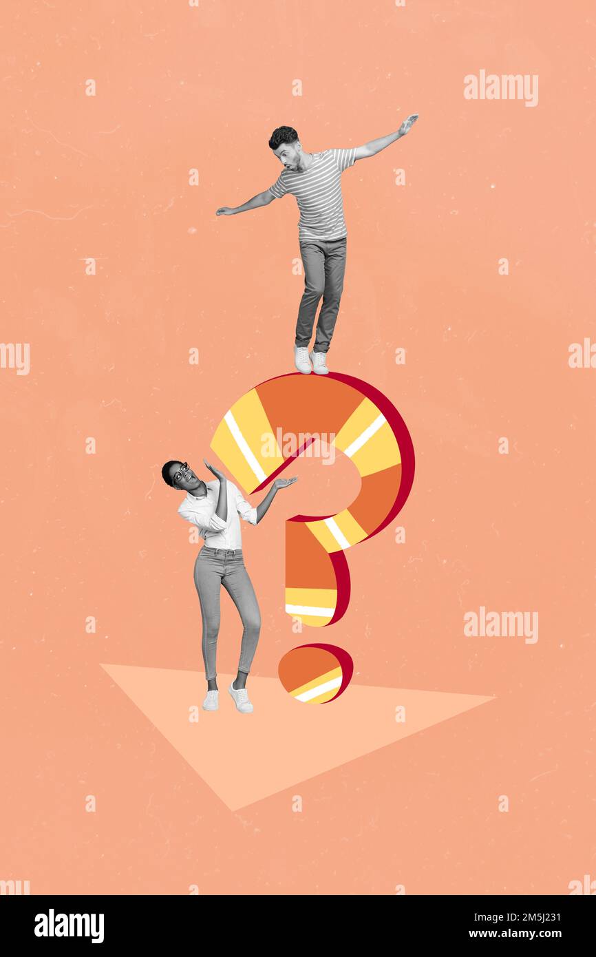 Creative 3d photo collage artwork graphics painting of questioned guy ...