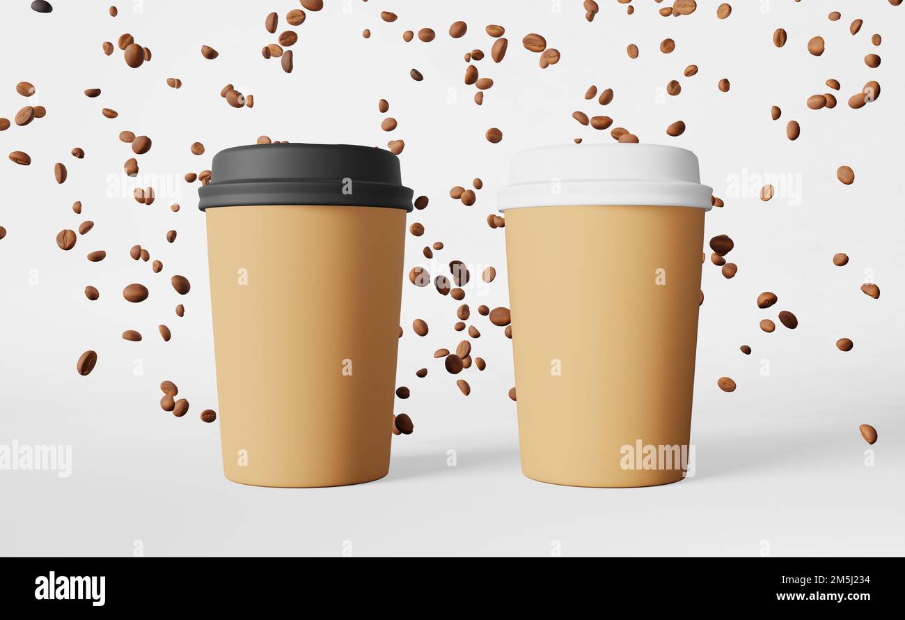 Flying disposable coffee cups hi-res stock photography and images - Alamy