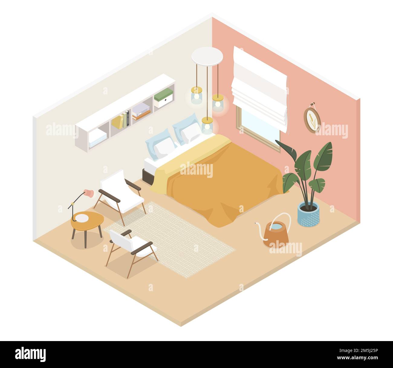 Bedroom design - modern vector colorful isometric illustration Stock Vector Image & Art - Alamy