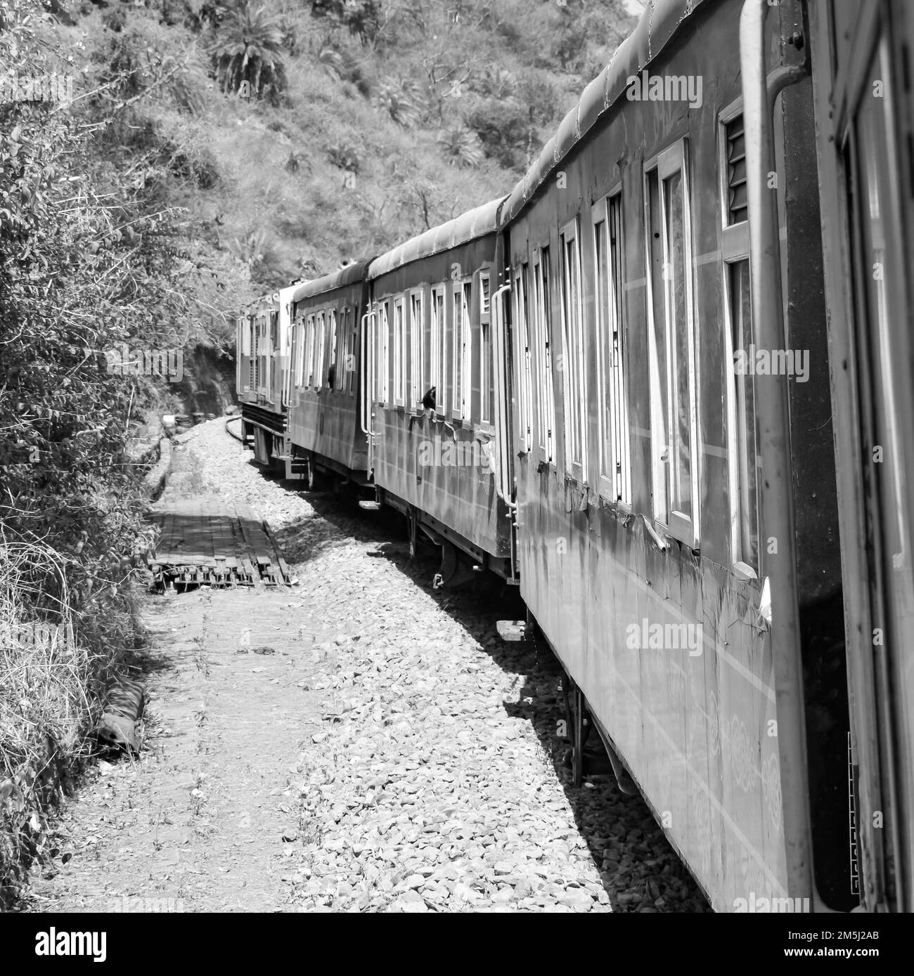 Train track side view Black and White Stock Photos & Images - Alamy