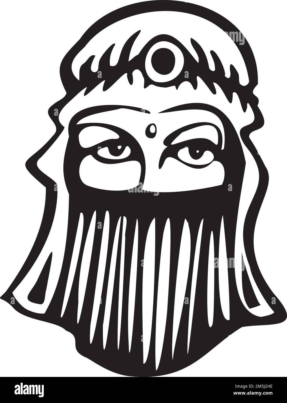 A vertical vector illustration of a veiled woman face icon on a white ...