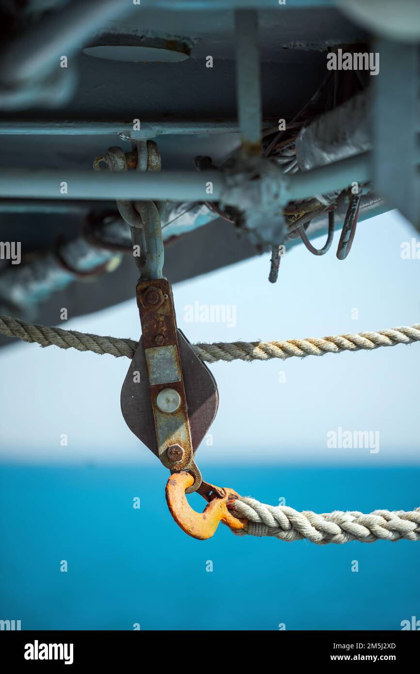 Pulling rope of cable pulley hi-res stock photography and images - Alamy