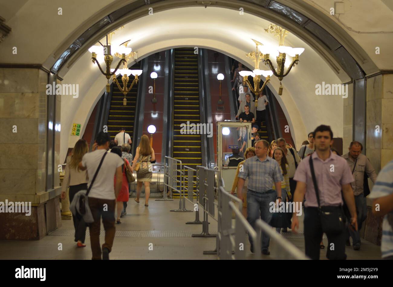 Entrance to escalators in Moscow metro Stock Photo - Alamy