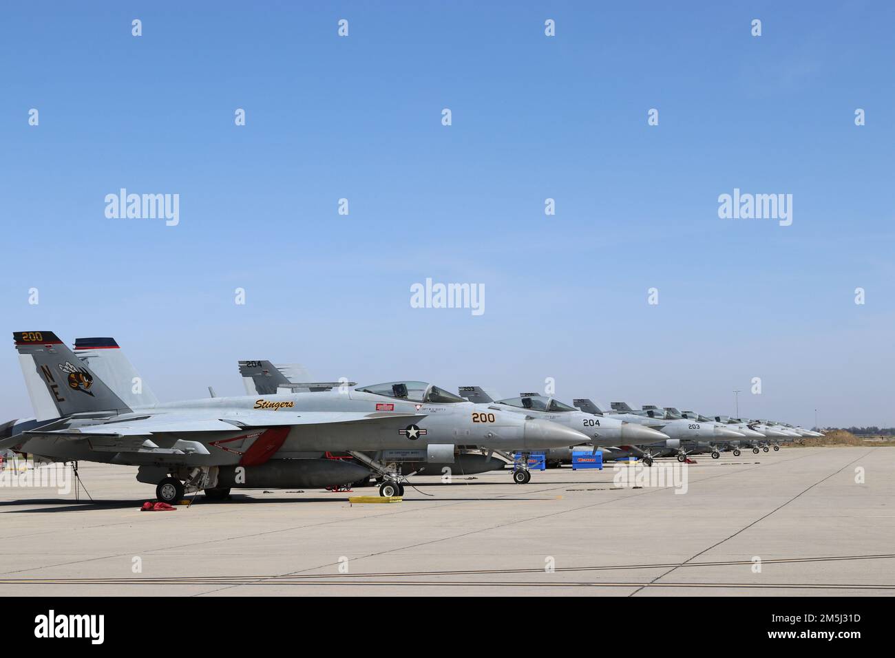 And impressive row of F-18s lined up and ready to go on board NAS ...