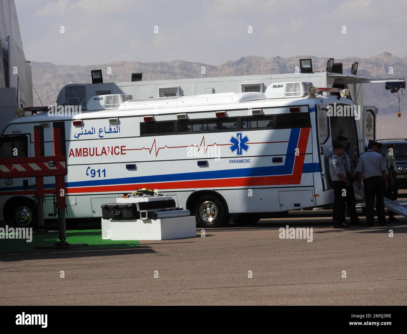 Aqaba, Jordan : Jordanian ambulances and firefighters 911 Stock Photo ...