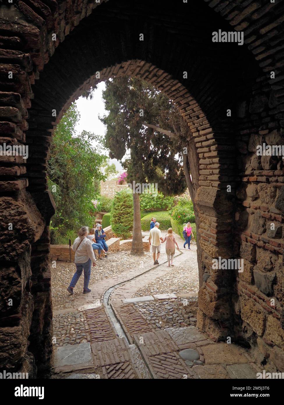 moorish arch with water channel running through ,Alcazaba,Malaga,Spain ...