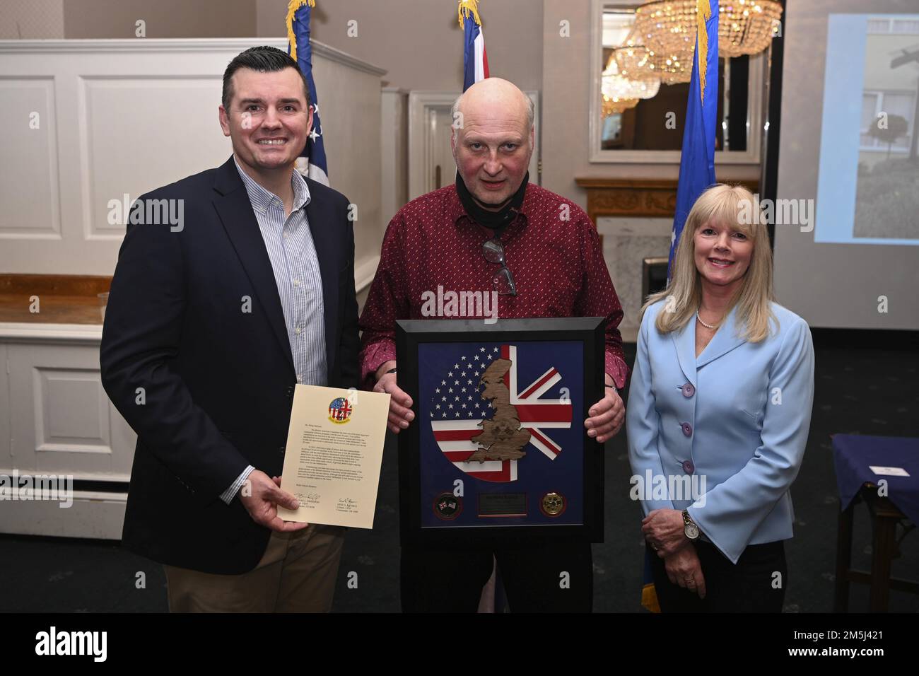 U.S. Air Force Col. Gene A. Jacobus, left, 100th Air Refueling Wing ...