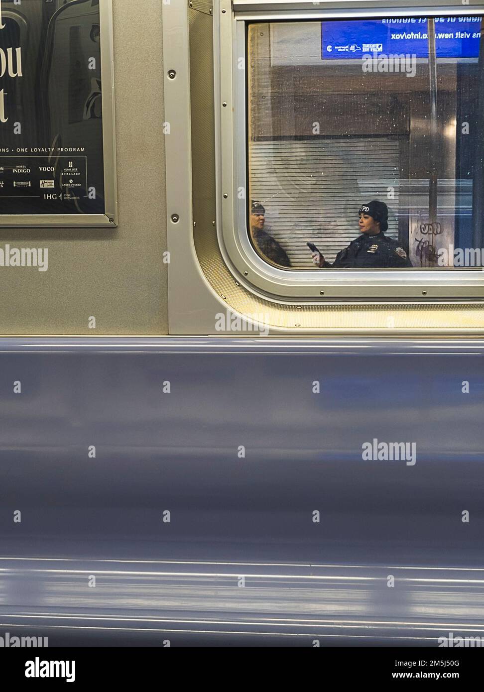NYPD officers in the Times Square subway station in New York on ...