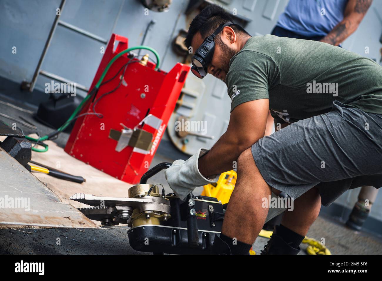 220319-N-TT059-1127 SOUTH CHINA SEA (Mar. 19, 2022) Damage Controlman ...