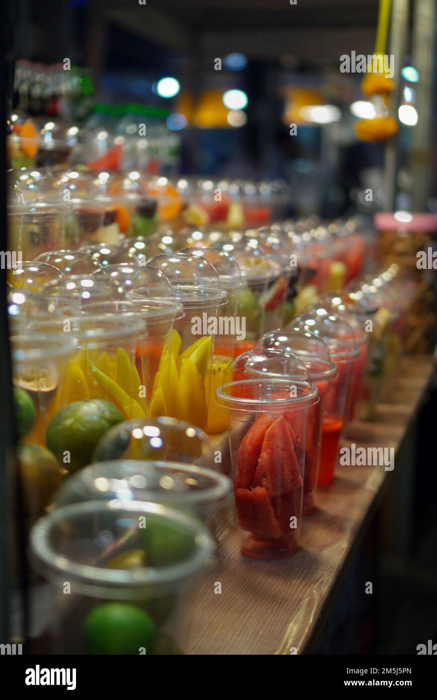 Fruit Shakes on Thai Night Market Stock Photo - Alamy