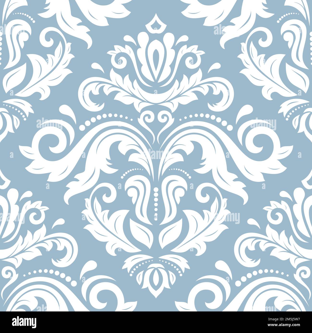 Classic seamless vector blue and white pattern. Damask orient ornament ...