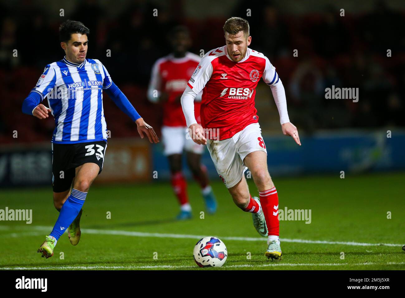 Fleetwood Town's Josh Vela and Sheffield Wednesday's Reece James during ...