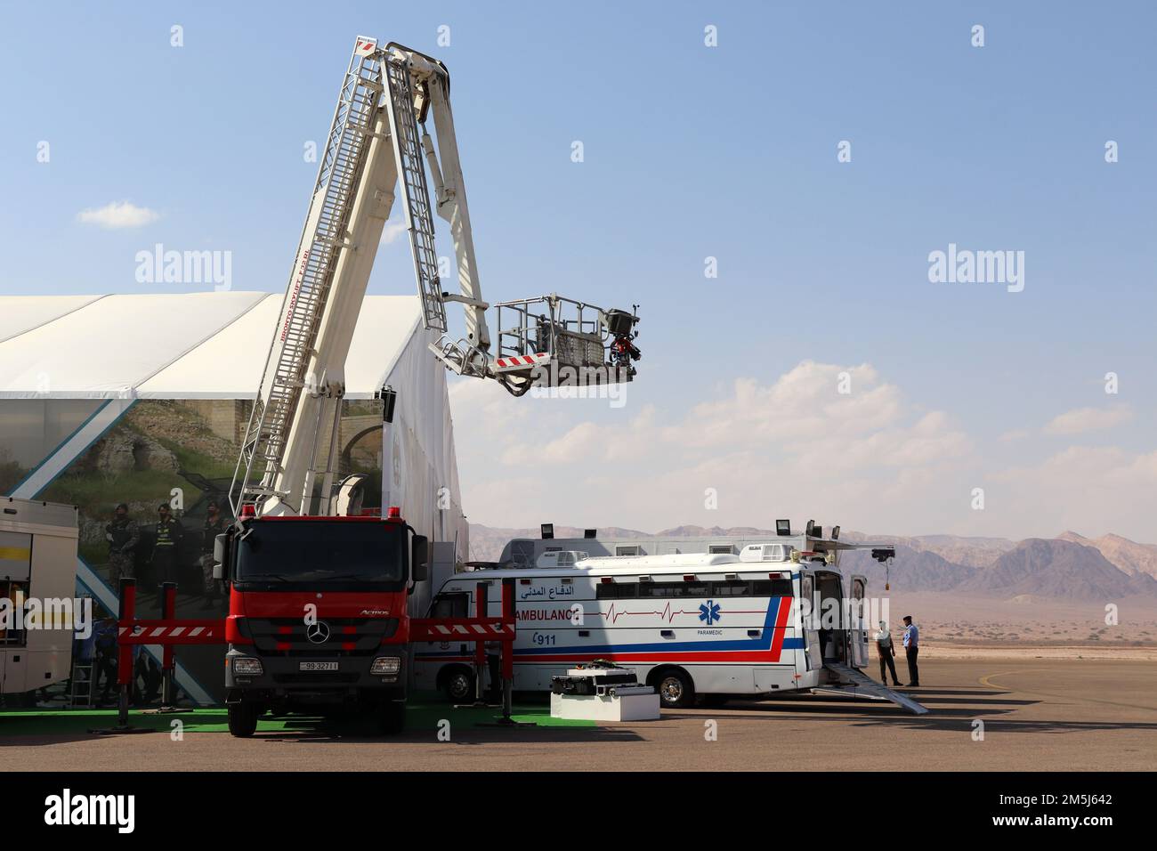 Aqaba, Jordan : Jordanian ambulances and firefighters 911 Stock Photo ...