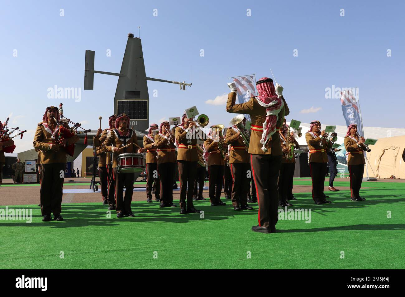 Aqaba, Jordan - 2022 : Musical band in Jordanian celebrations (Sofex 2022) drum and flute Stock ...