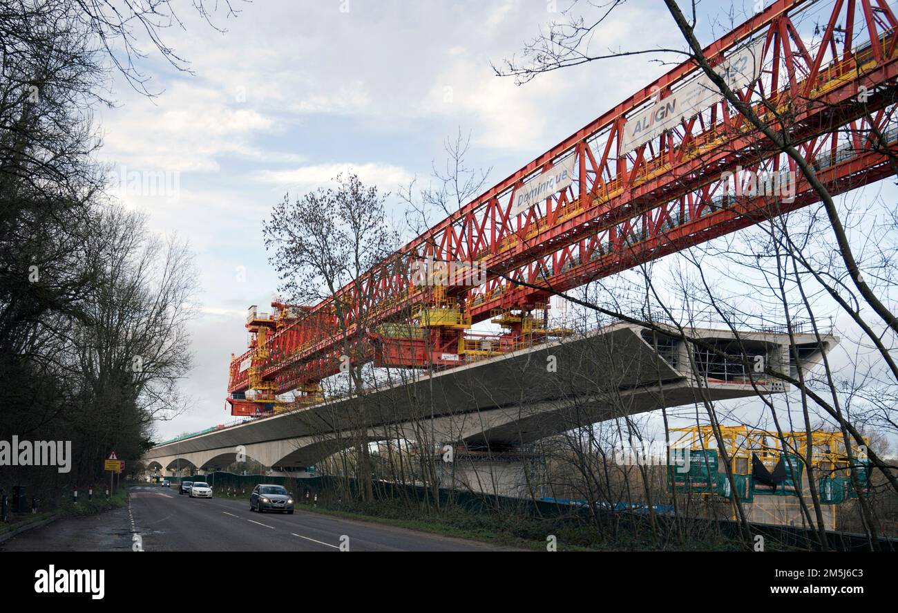 Route of HS2 Railway London to Birmingham. Colne Valley viaduct under ...