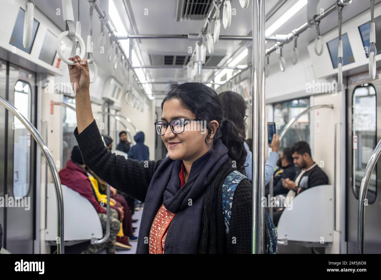 Passengers travel inside a Dhaka Metro train from Uttara North to ...