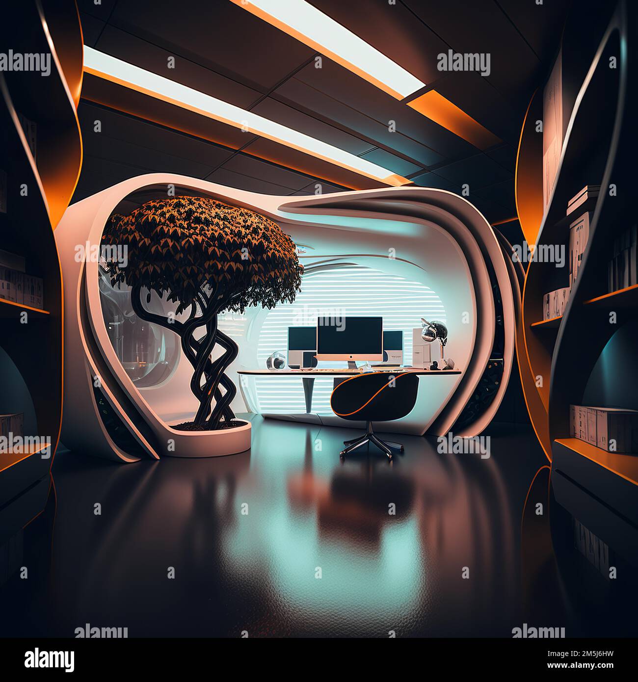 Futuristic Designer Office with Sleek Architecture and Modern Design in ...
