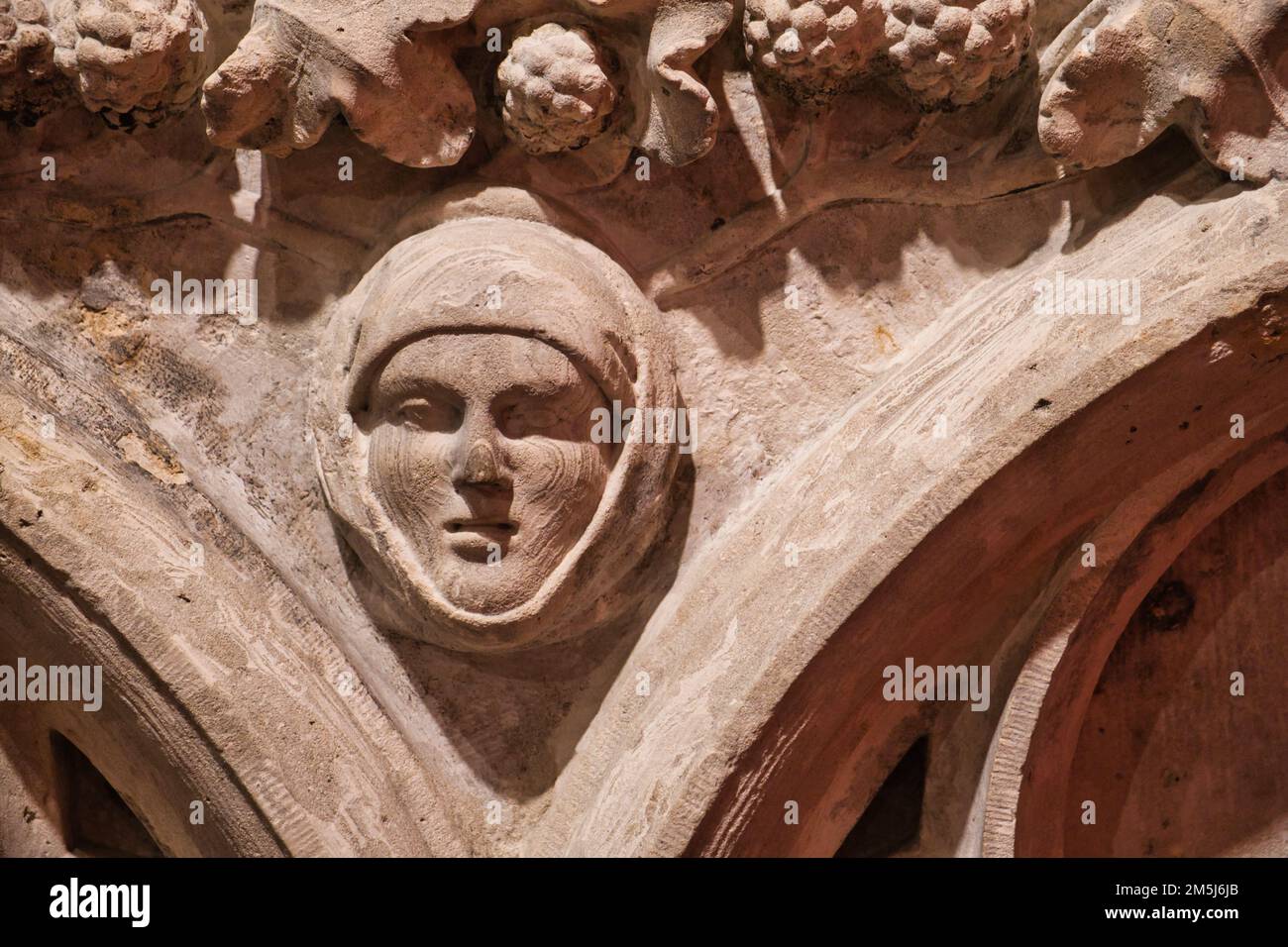 Close up of a decoration of a gothic mullioned window inside the ...