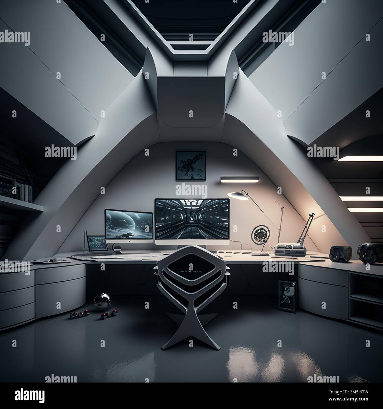 Futuristic Designer Office with Sleek Architecture and Modern Design in ...