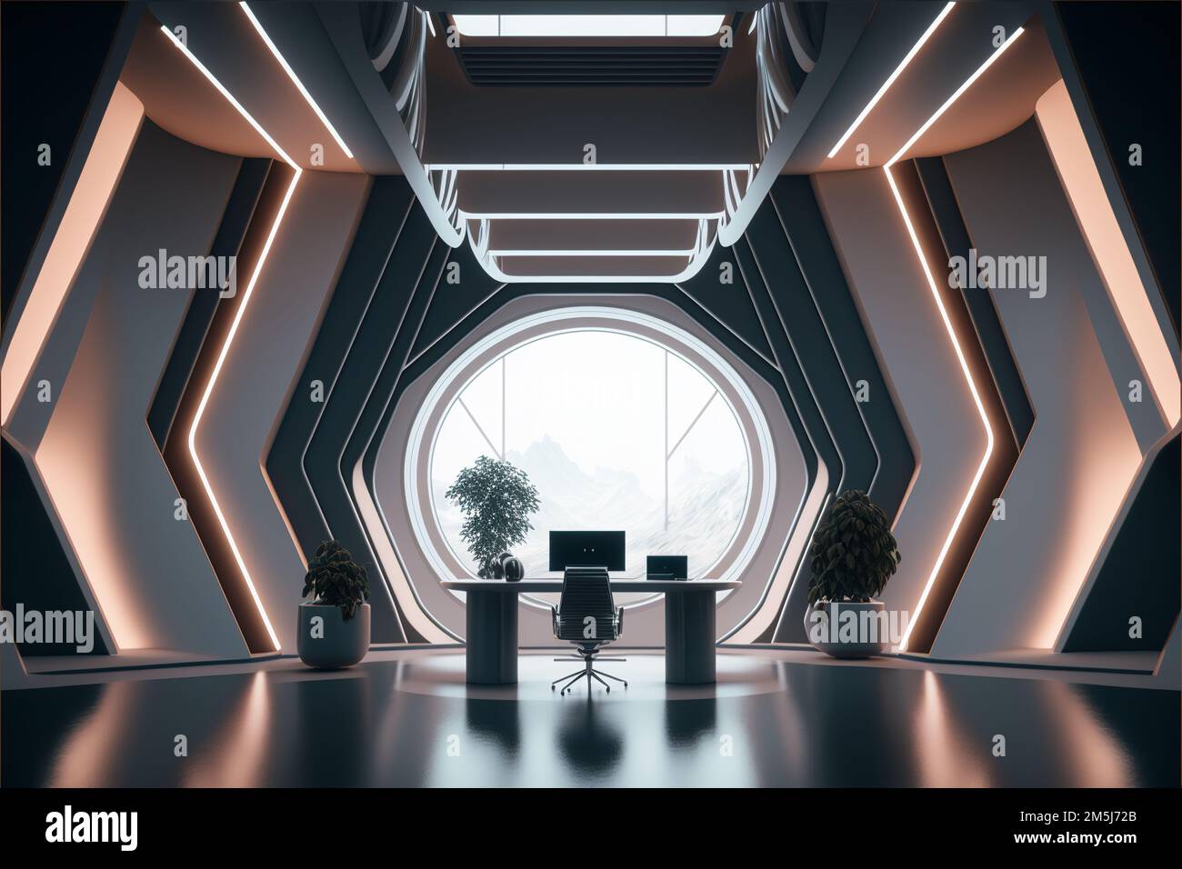 Futuristic Designer Office with Sleek Architecture and Modern Design in ...