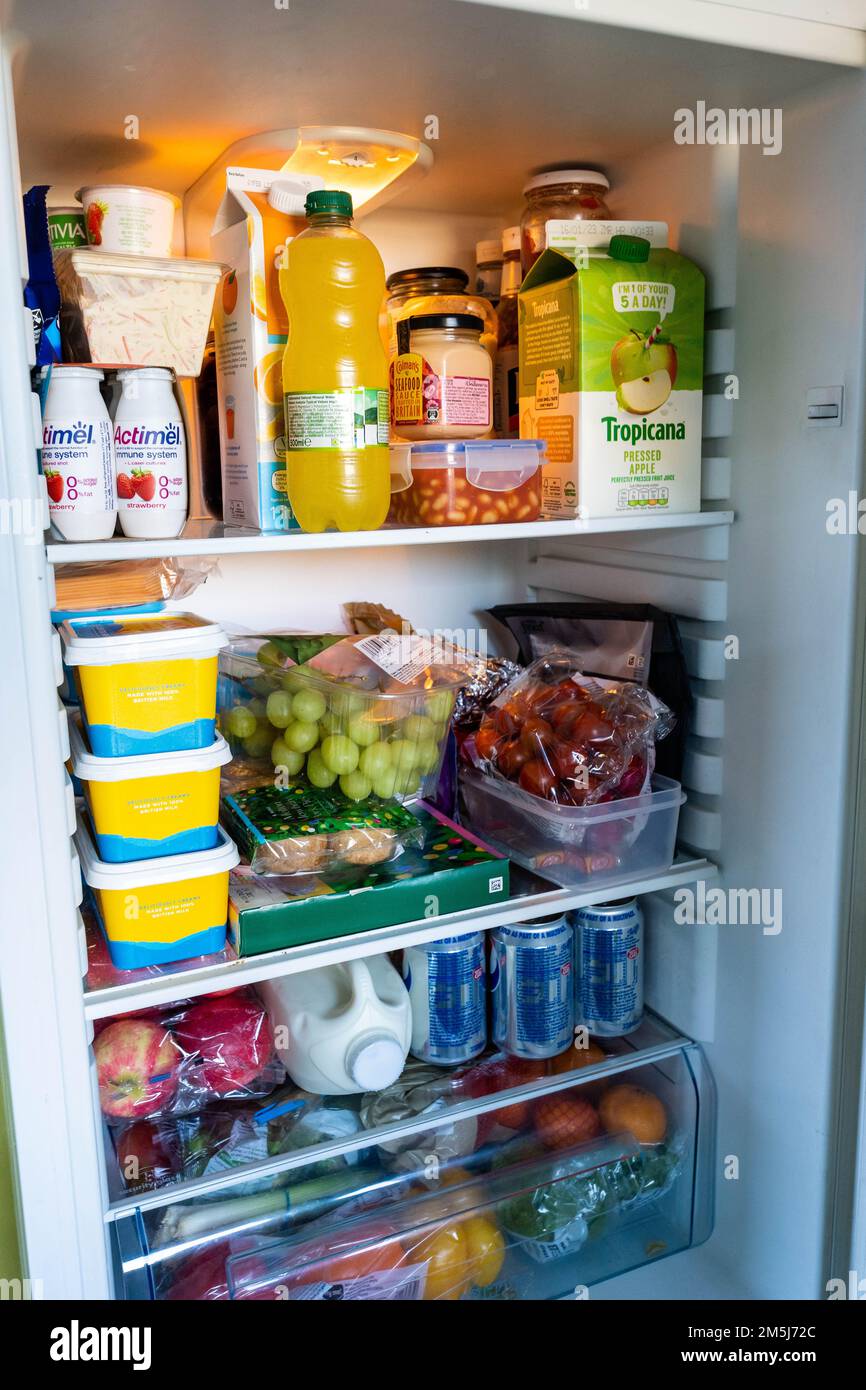 Fridge ( refrigerator) full of food items Stock Photo - Alamy