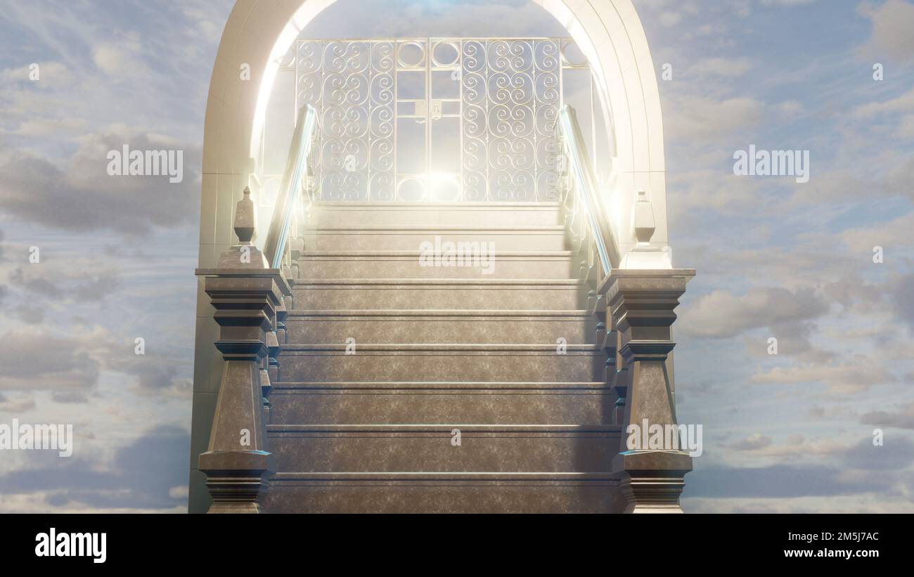 Heavens gate with staircase to the sky. Religious background or success ...